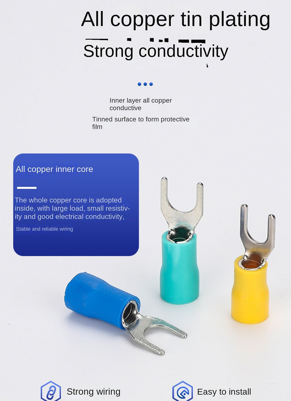 100Pcs Fork Type pre-Insulated Wiring Terminals SV1.25/2/3.5-4/6 wire crimping terminal U Y Type ...