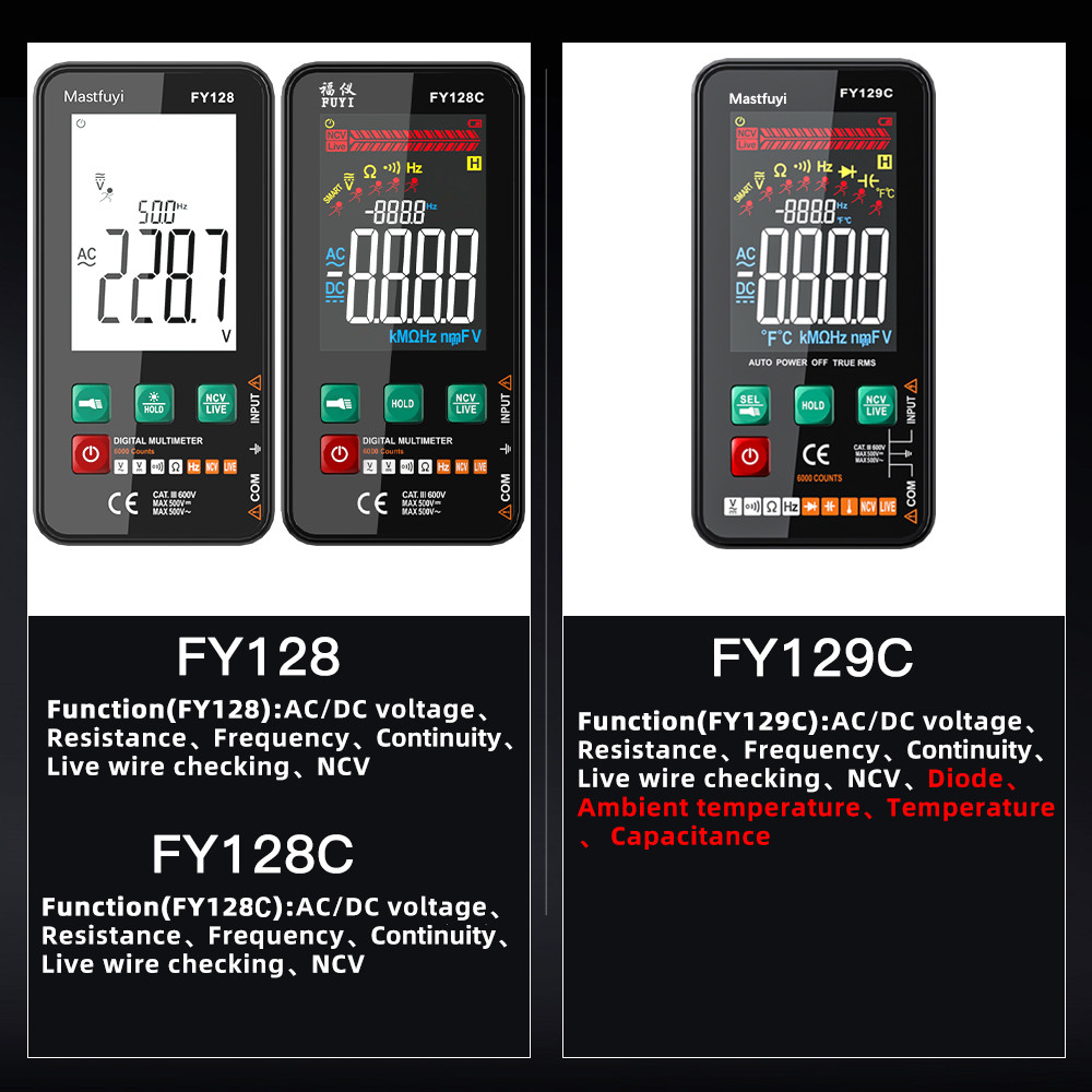 Smart Digital Multimeter With Bracket Large Color Display AC DC Voltage ...