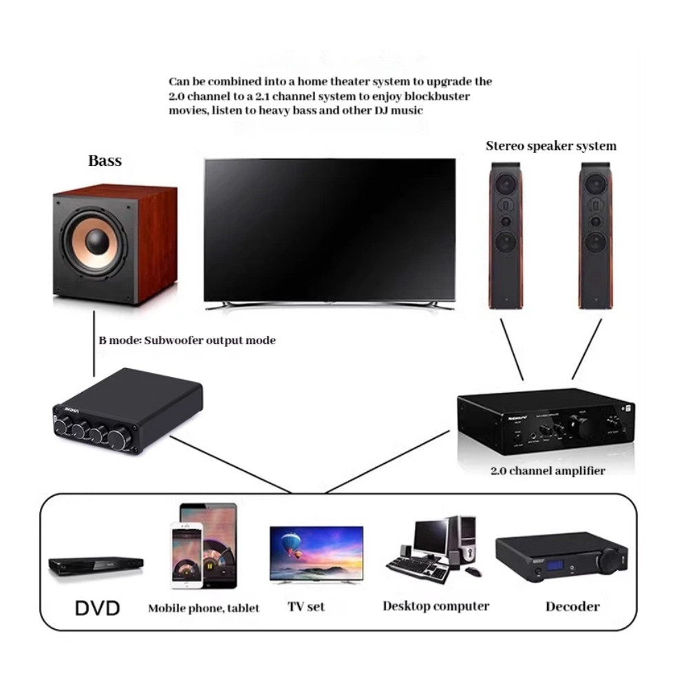 100W HIFI Fever Audio Professional Subwoofer Class D Digital Amplifier ...