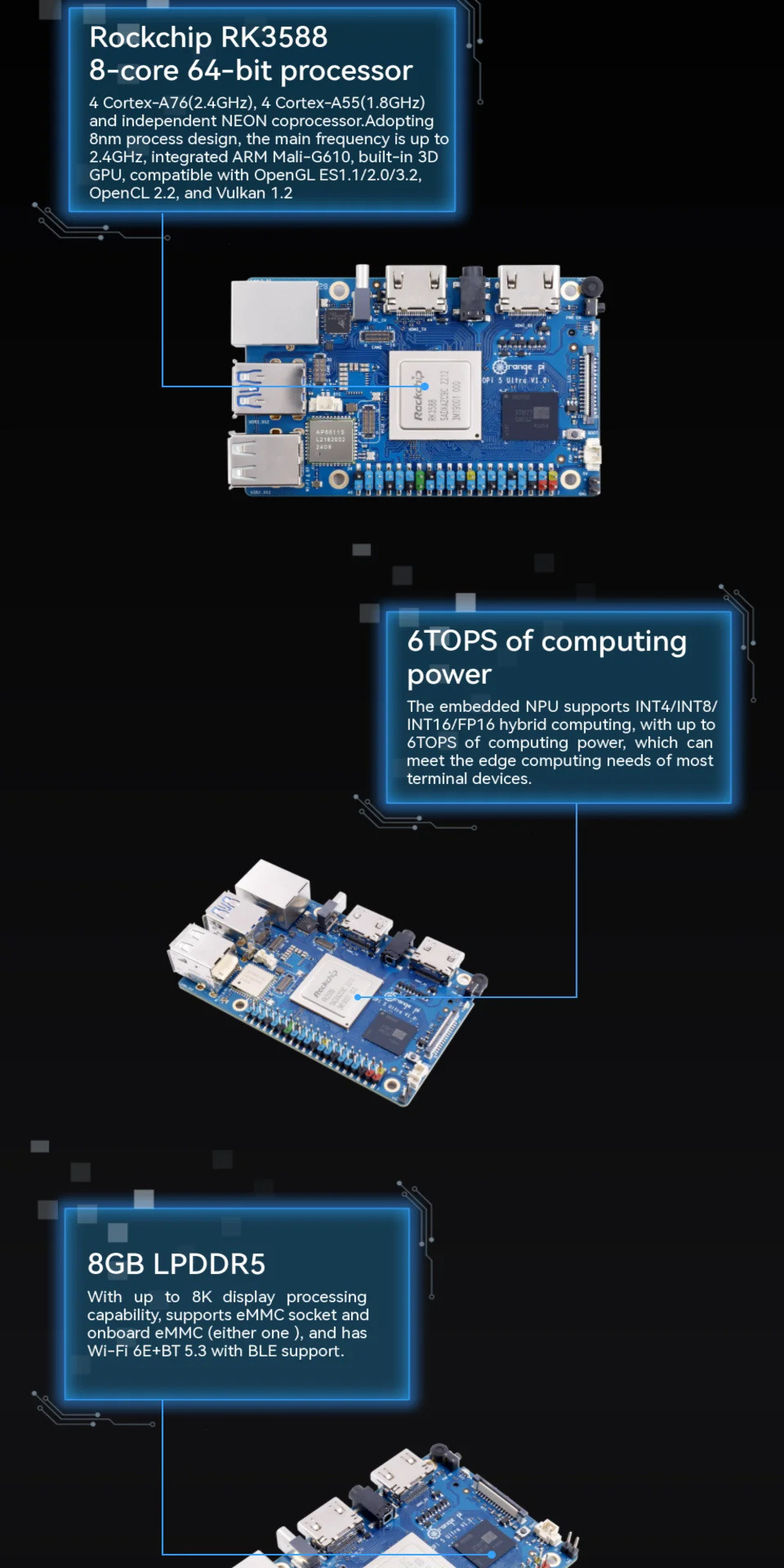 Orange Pi 5 Ultra 8GB LPDDR5 Ram RK3588 Rockchip Development Board WIFI 6E+BT5.3 With M.2 HDMI ...