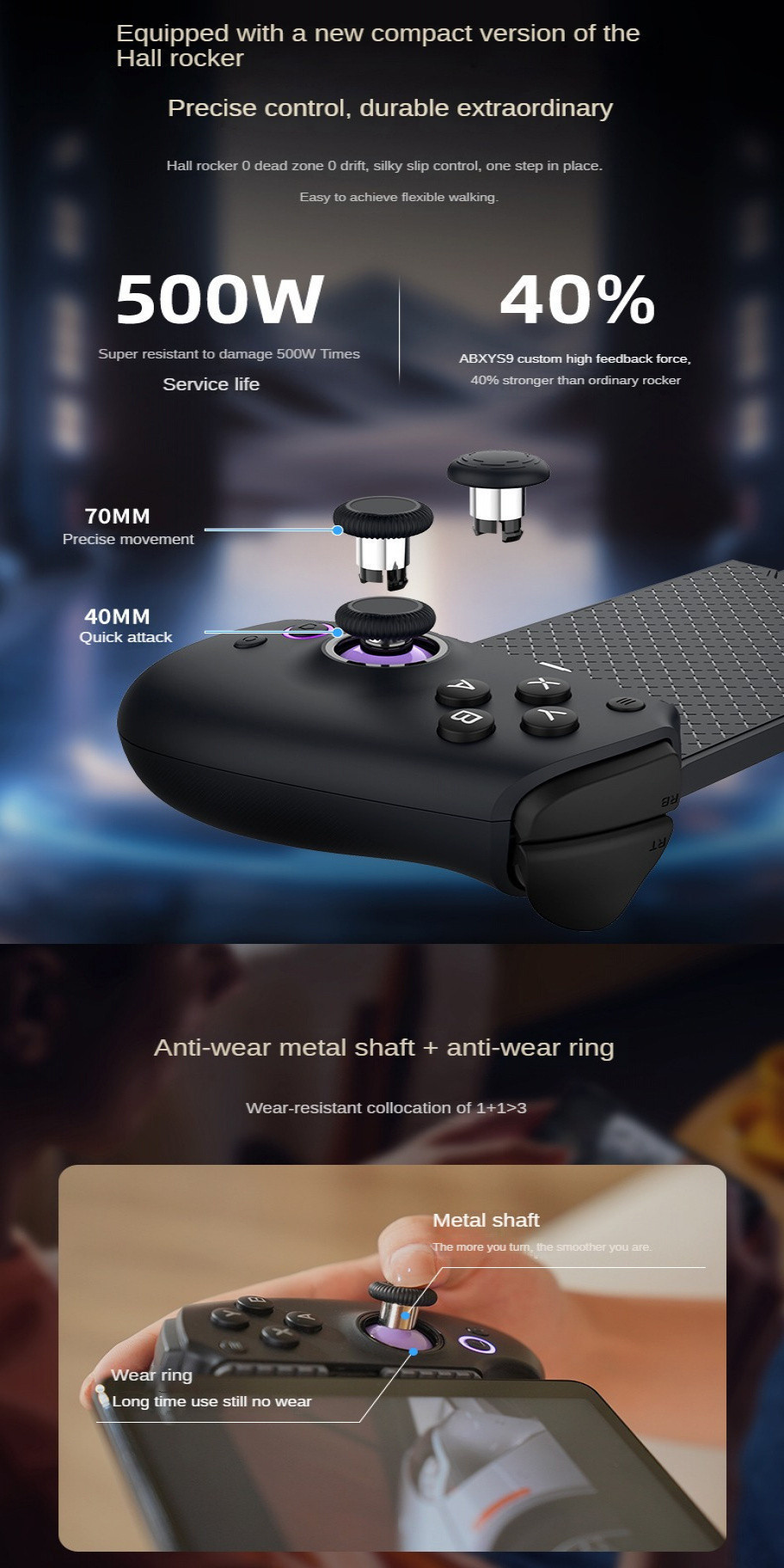 Abxylute S9 Full-Size Stretchable Hall Effect Mobile Gamepad for Android & IOS Type-C ...