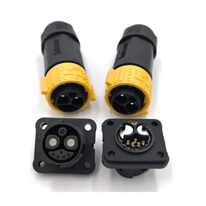 60A IP67 2+1+5 Electric Motorcycle Lithium Battery Connector Waterproof M25 E-bike Charging ...
