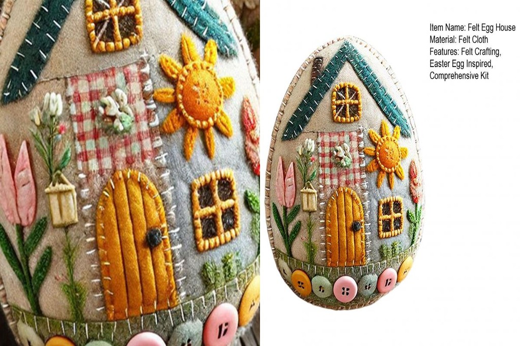 [TY] Easter Needle Felting Kit Embroidery Pattern for Felt Eggs Handmade Easter Egg House Craft ...