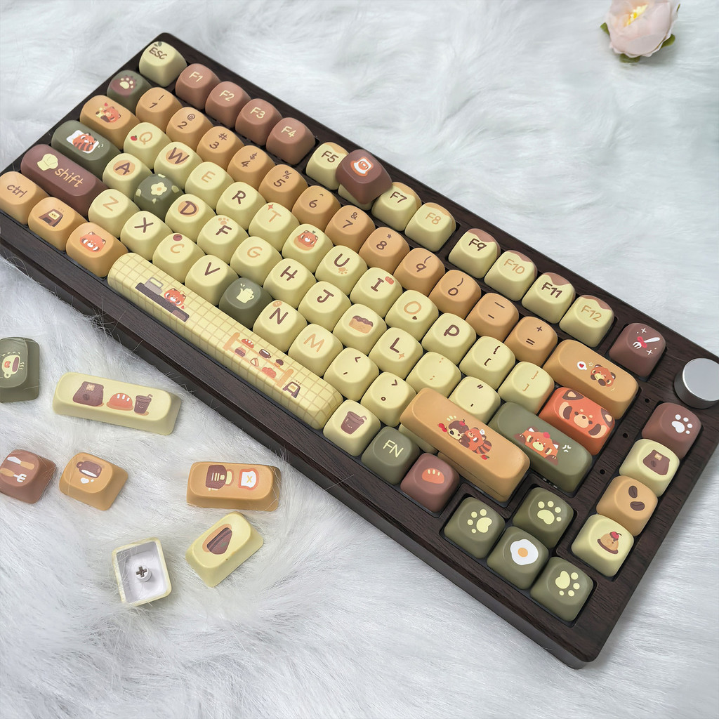 Red Pandas Cafe Keycap MOA Profile 120+ Keys PBT Dye Sublimation MAD 68 ...