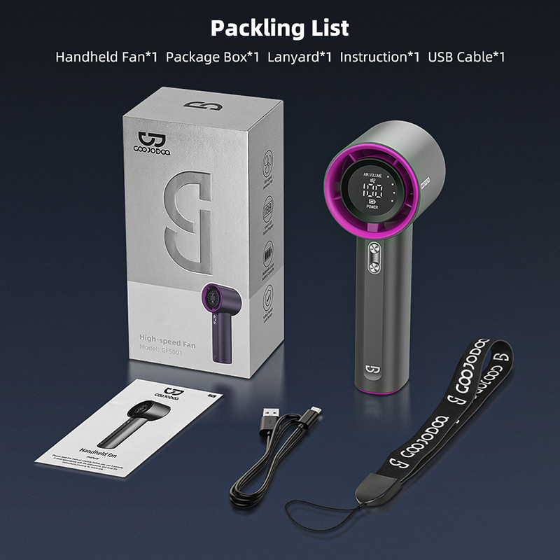 GOOJODOQ High Speed Handheld Fan Portable Quiet Fan Adjustable 100 ...