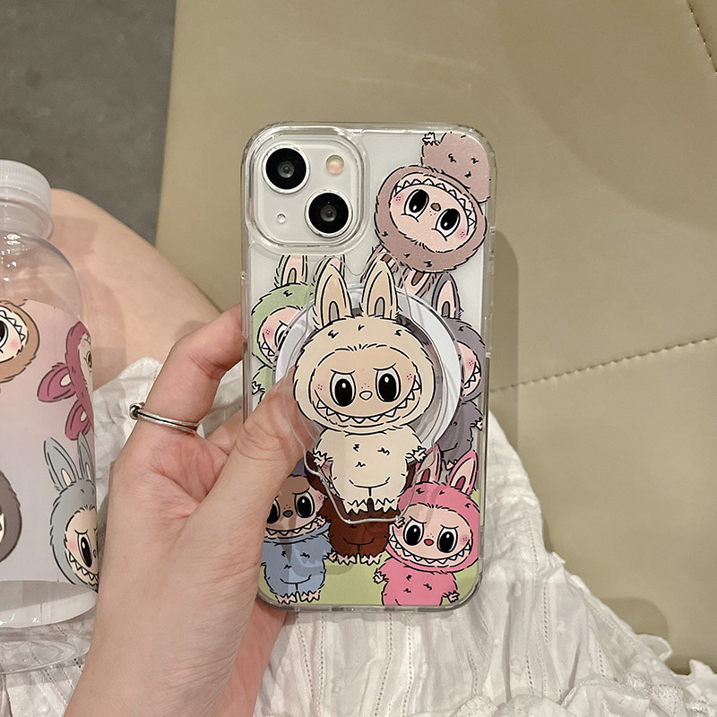Cute Pop Mart Labubu Magnetic Holder Wireless Charging Phone Case ...