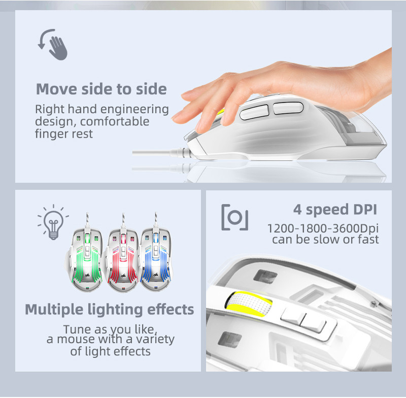Zeus transparent wired gaming mouse features 4-level DPI RGB and ...