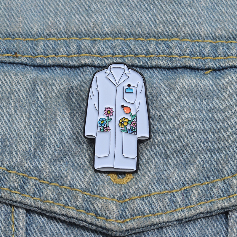 Doctor Flowers White Coat Brooch Science Laboratory Clothes Enamel Pins ...