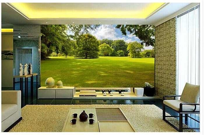 Custom Landscape Wallpaper,Sunshine Tree, 3D Mural Para Silid Ng Buhay ...