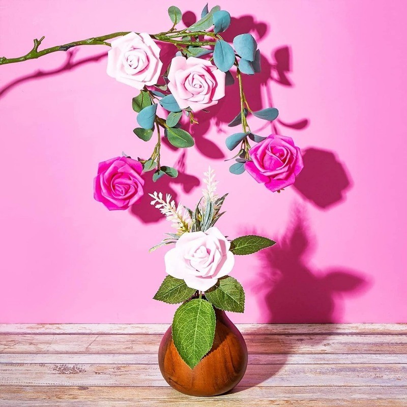10PCS 7.6 CM Artificial Rose Heads Bulk Real Looking Faux Roses Foam ...