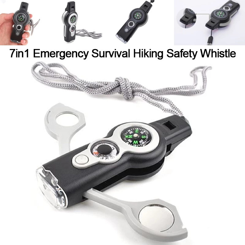 Outdoor 7-in-1 Portable Survival Whistle Multifunctional Lifeguard ...