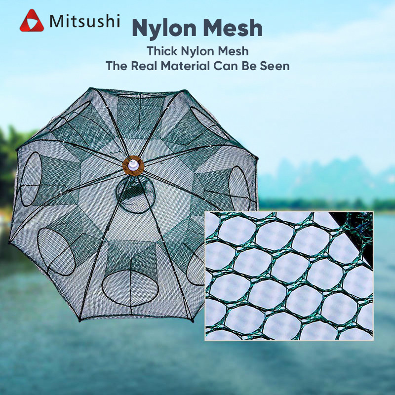 Mitsushi Folding Umbrella Fish Net Shrimp Cage CrabTrap Fish Trap ...