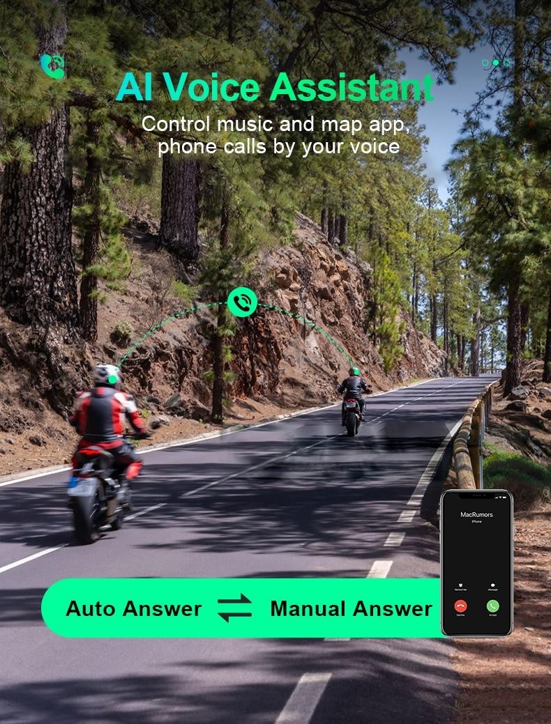 BLAISE V2 Motorcycle Helmet Intercom Headset Music sharing while in ...