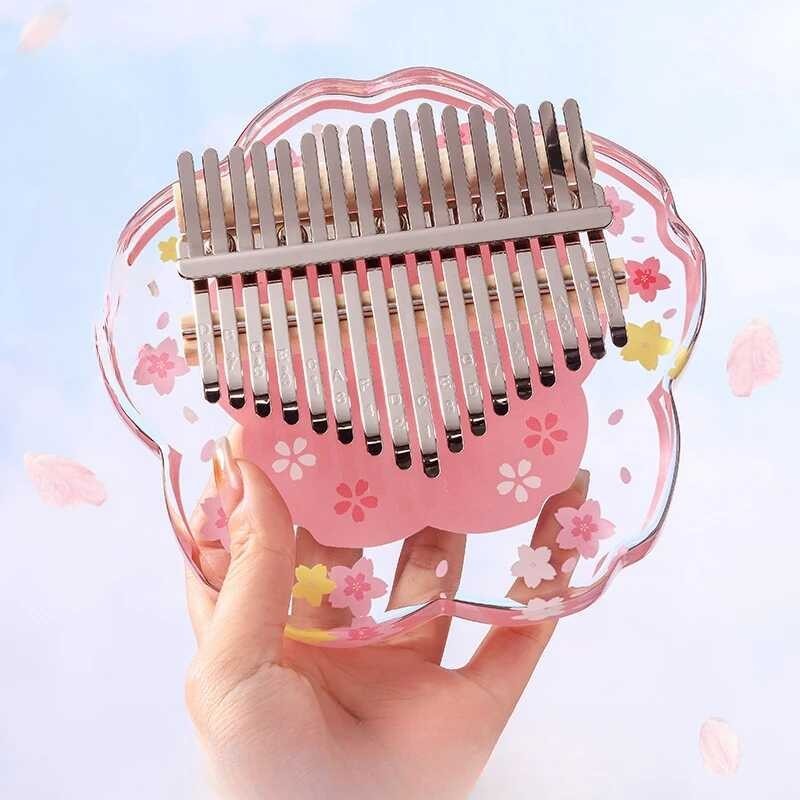 Transparent Kalimba Acrylic Kalimbas Chromatic Cherry Blossoms Beginner ...