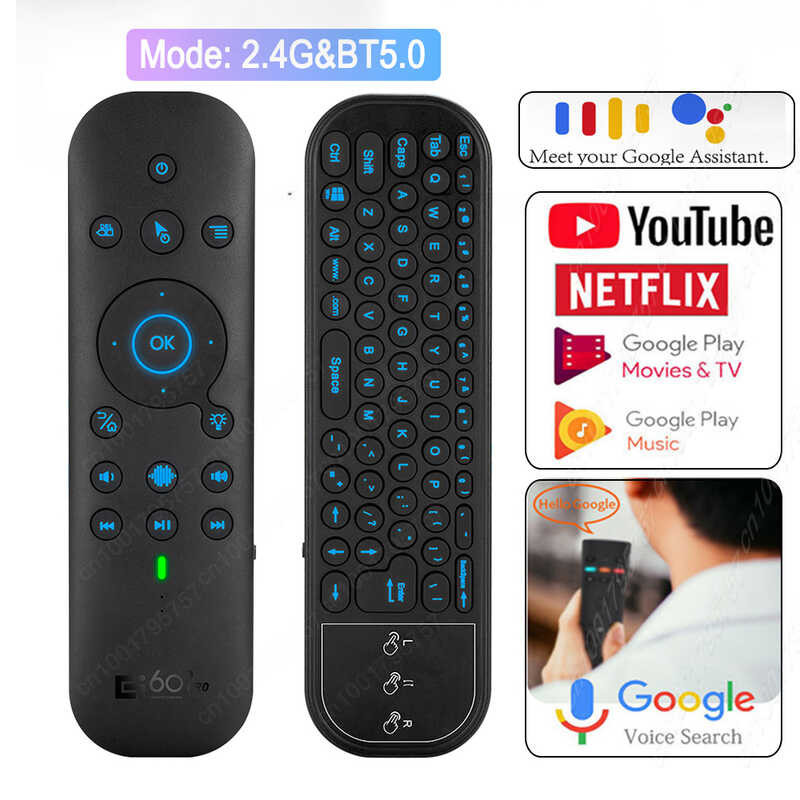 Pro Air G60s Mouse 2.4G Wireless Voice Remote Bluetooth IR Control Dual ...
