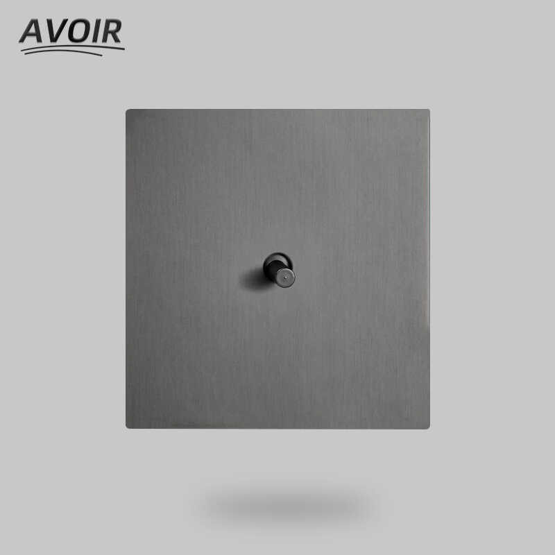 Light Avoir Wall Retro Toggle Switch Gray Stainless Steel Panel Socket ...