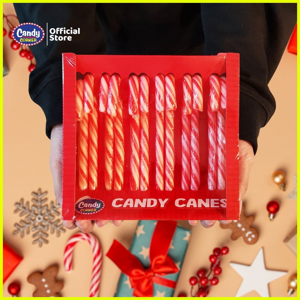 Candy Corner Red & White Peppermint Christmas Candy Canes (12 pcs ...