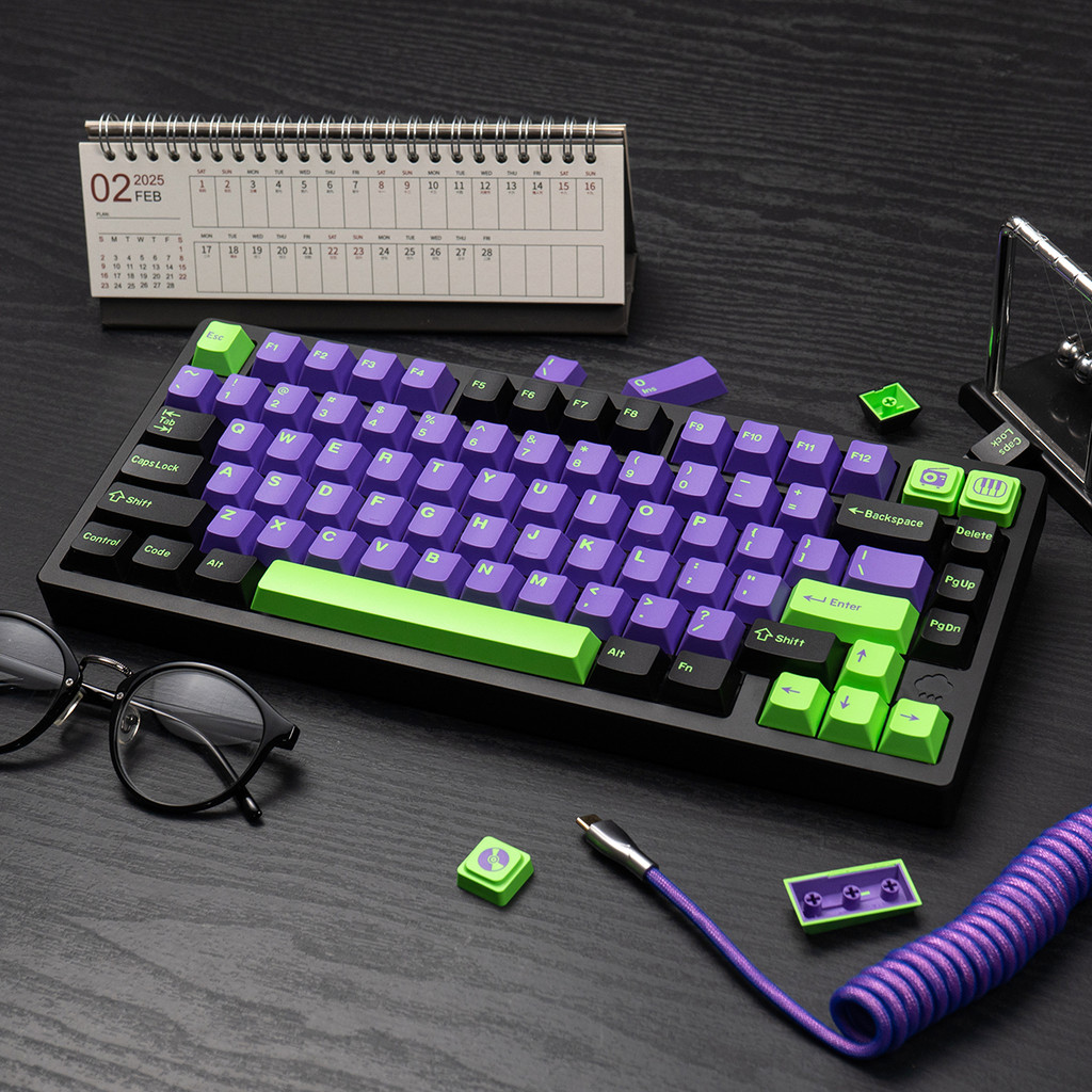 KeyGenius PBT double Shot Keycaps WOB BOW EVA Rome cherry profile Keycaps set for Mechanical ...