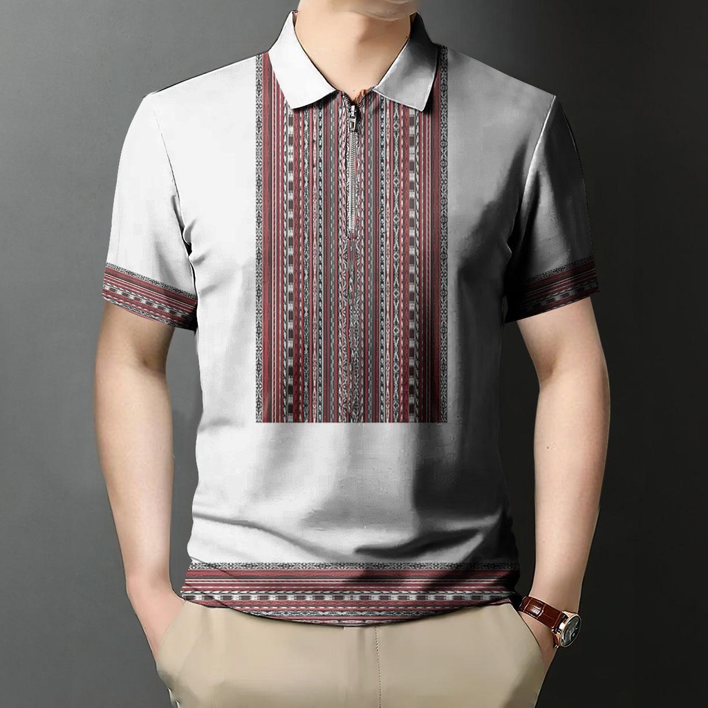 2025 Asean Attire for Men Ethnic Style Retro Lapel Short-sleeved Top ...