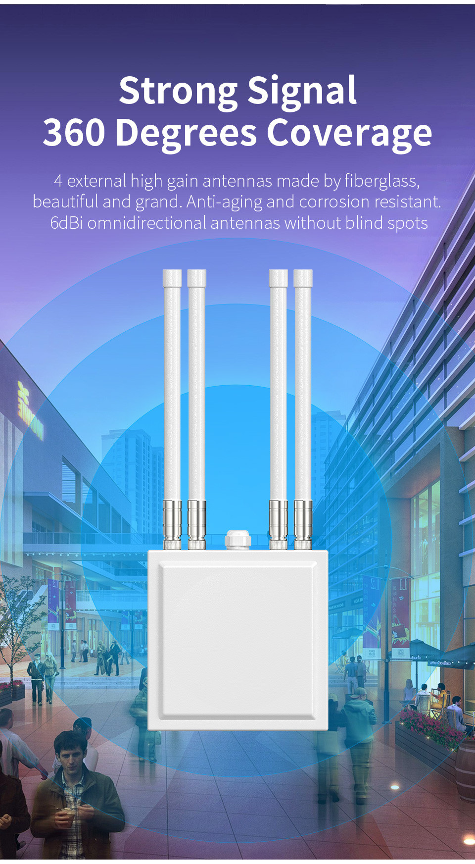 Comfast CF-WA820 -1200Mbps Outdoor Wi-Fi 5 AP w/ 4 antennas | Omnidirectional 2.4Ghz /5Ghz Dual ...