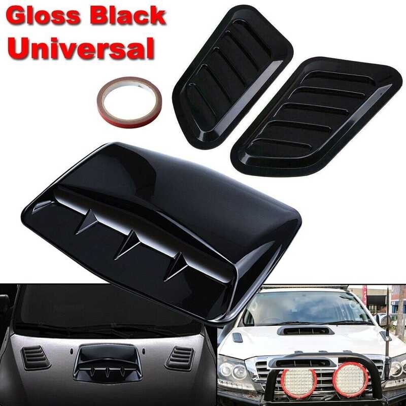 Universal Abs 3Pcs Gloss Black Auto Air Flow Intake Scoop Hood Bonnet ...