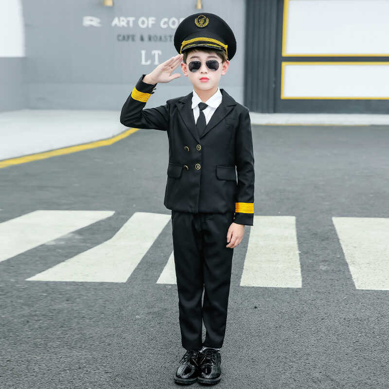 Kids Captain COD Uniform, Male Flight Attendant Flight Costume, Female ...