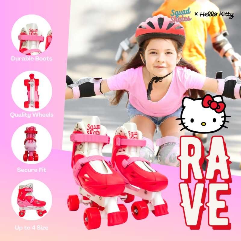 Squad Skates x Hello Kitty Rave Quad Adjustable Skate for Children (S/M ...