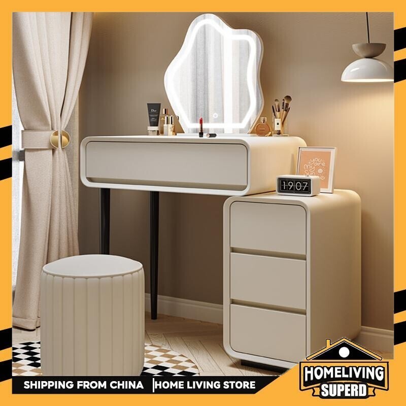Cream Style wood Master Bedroom Vanity Bedroom Vanity Simple and Modern ...