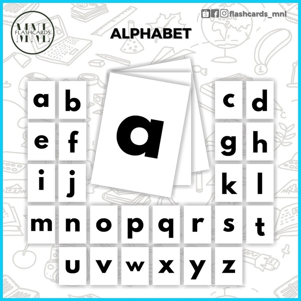 ALPHABET SMALL LETTERS FULLY LAMINATED FLASHCARDS WITH OR WITHOUT RING ...