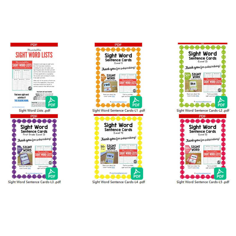 Sight Words 220 Sentence Cards for Children Learning English Toy ...