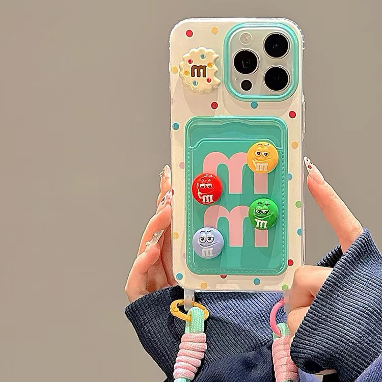 Mint Green Fun 3D M&M Beans Biscuit Card Bag Suitable for IPhone 16 ...