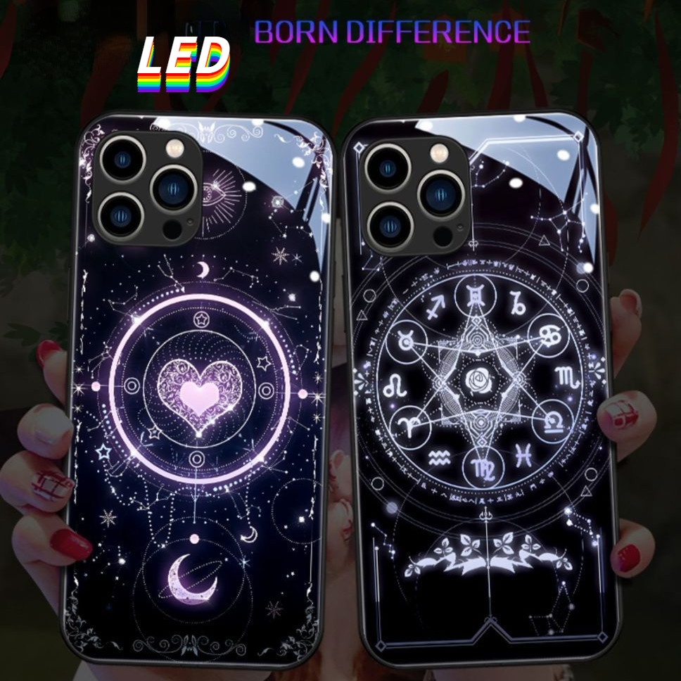 star sign LED light call glow phone casing Protector cover glass for ...