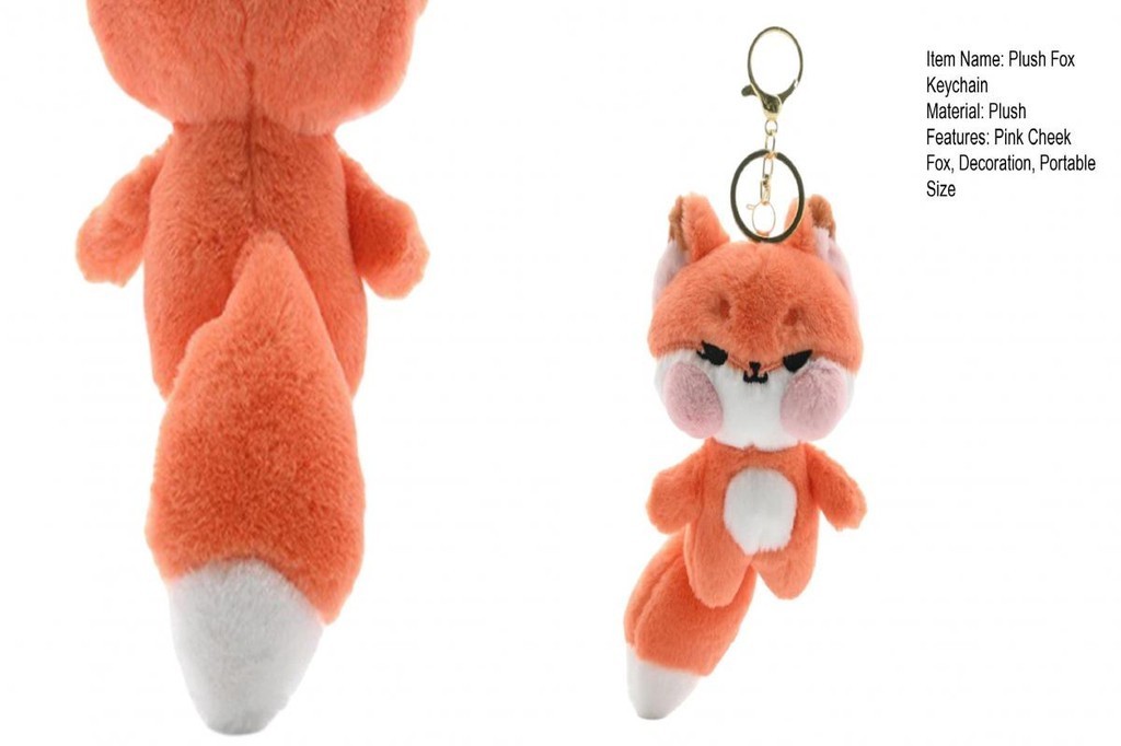 Soft Fox Keychain Plush Fox Keychain Cute Pink Fox Keychain Stuffed ...