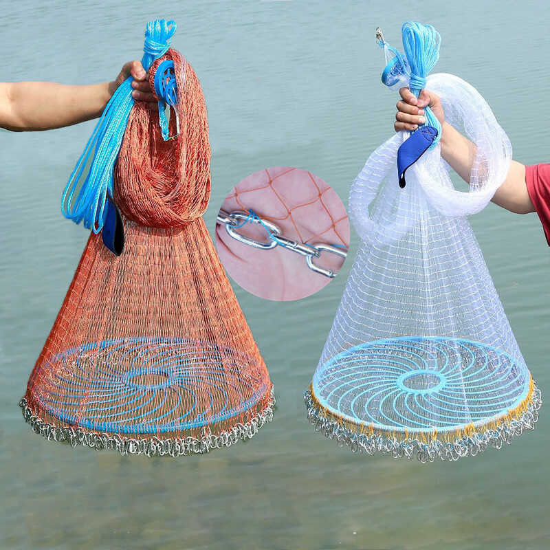 New Steel Chain Fishing Net Small Mesh Hole Hand Cast Fishing Net 4.2M ...