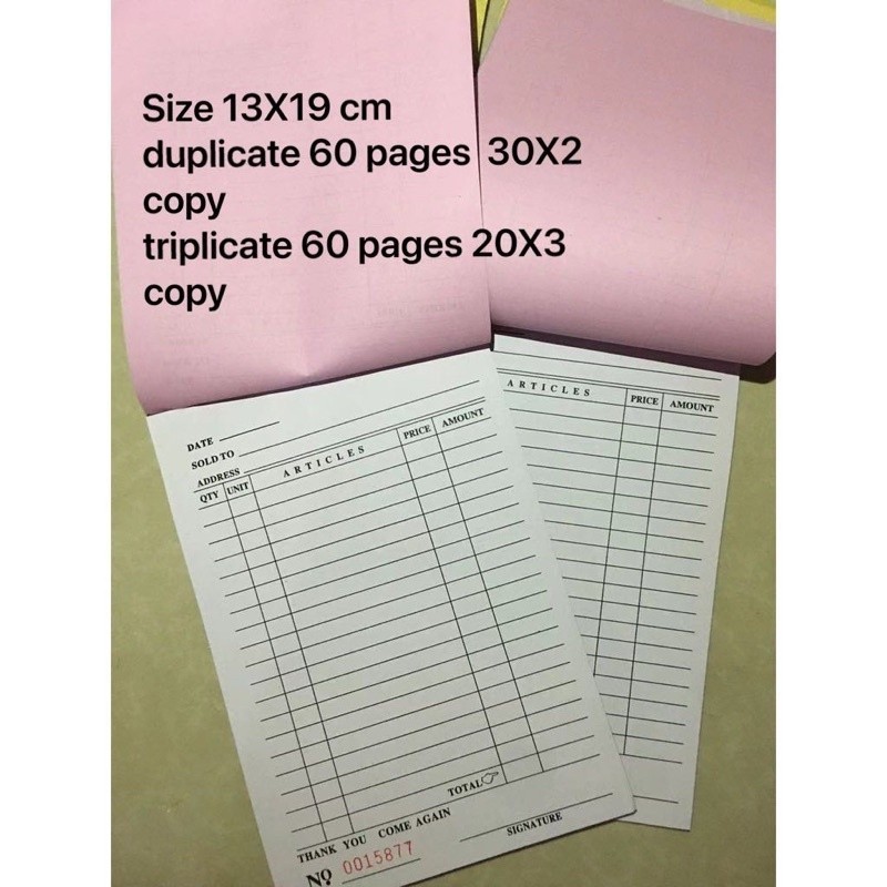 2-Pages Receipt Resibo with Carbon High Quality Paper Duplicate Receipt ...
