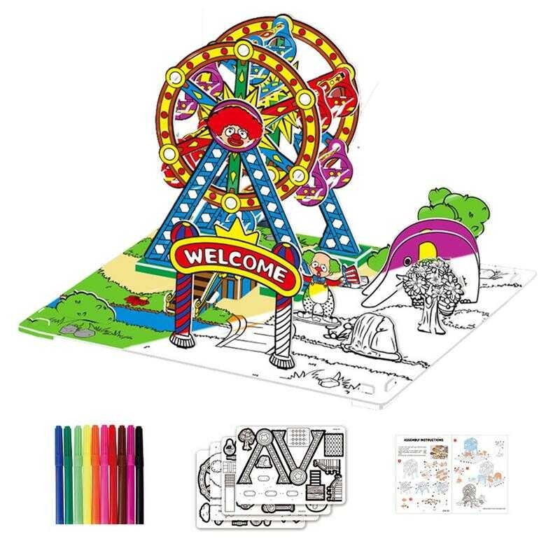 Amusement Park 3D Theme Cardboard Graffiti Puzzle Multifunctional ...