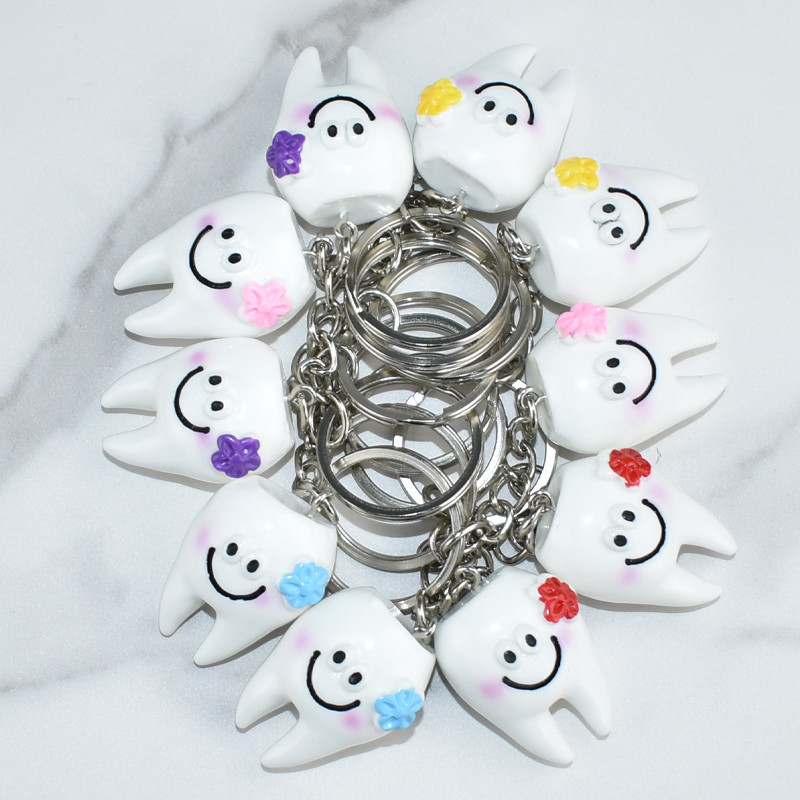 10pcs Tooth Shape Model Simulation Tooth Key Chain Fashion Cartoon ...