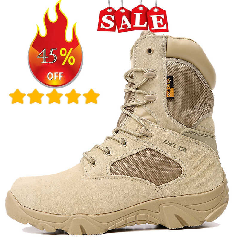 Tactical Men Boots Special Force Leather Waterproof Desert Combat Ankle ...