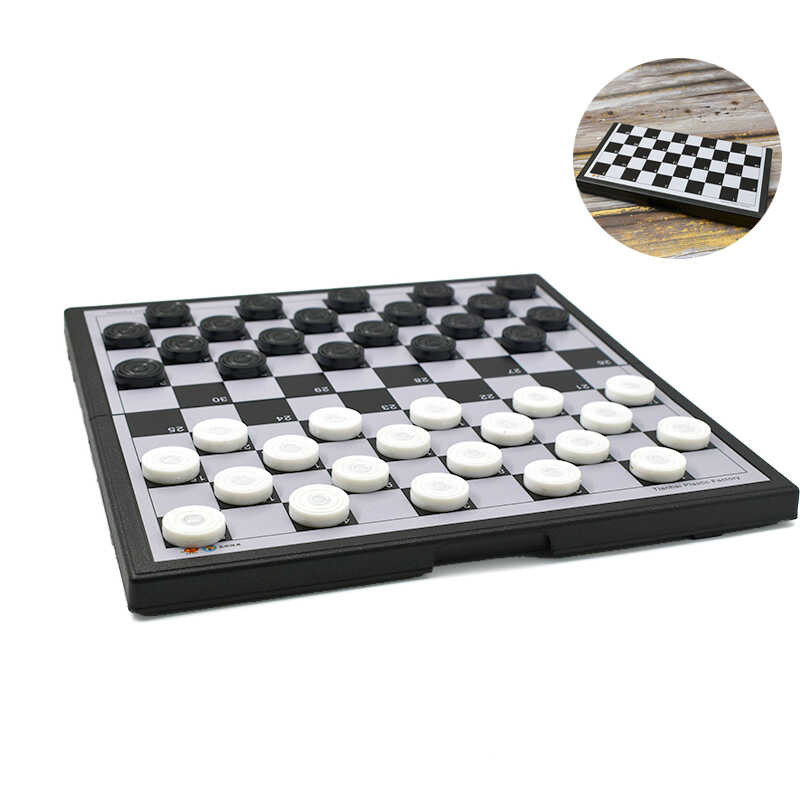 Magnetic Checkers Pieces Portable Folded Plastic Board Game Chess Set ...