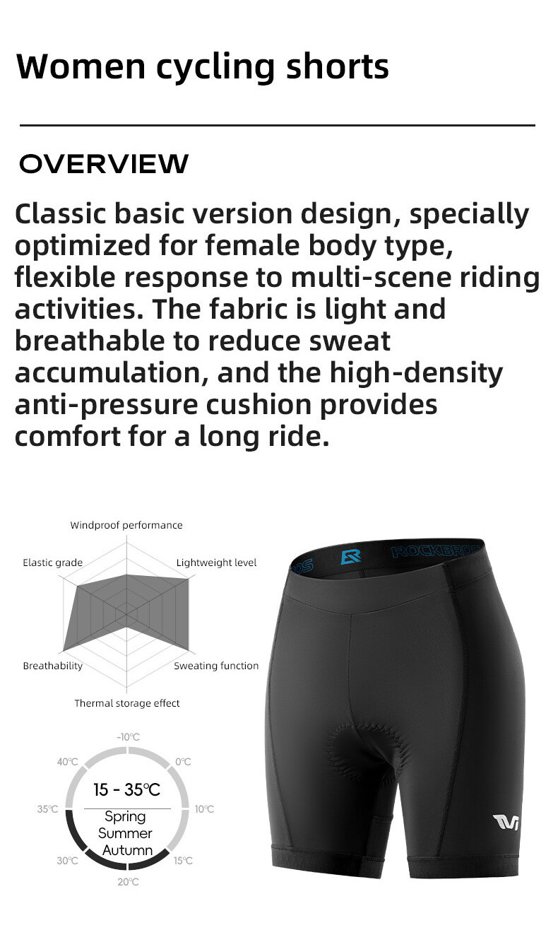 【TVI】ROCKBROS Women Cycling Shorts High Elasticity Lightweight Dual layer Sponge | Shopee ...