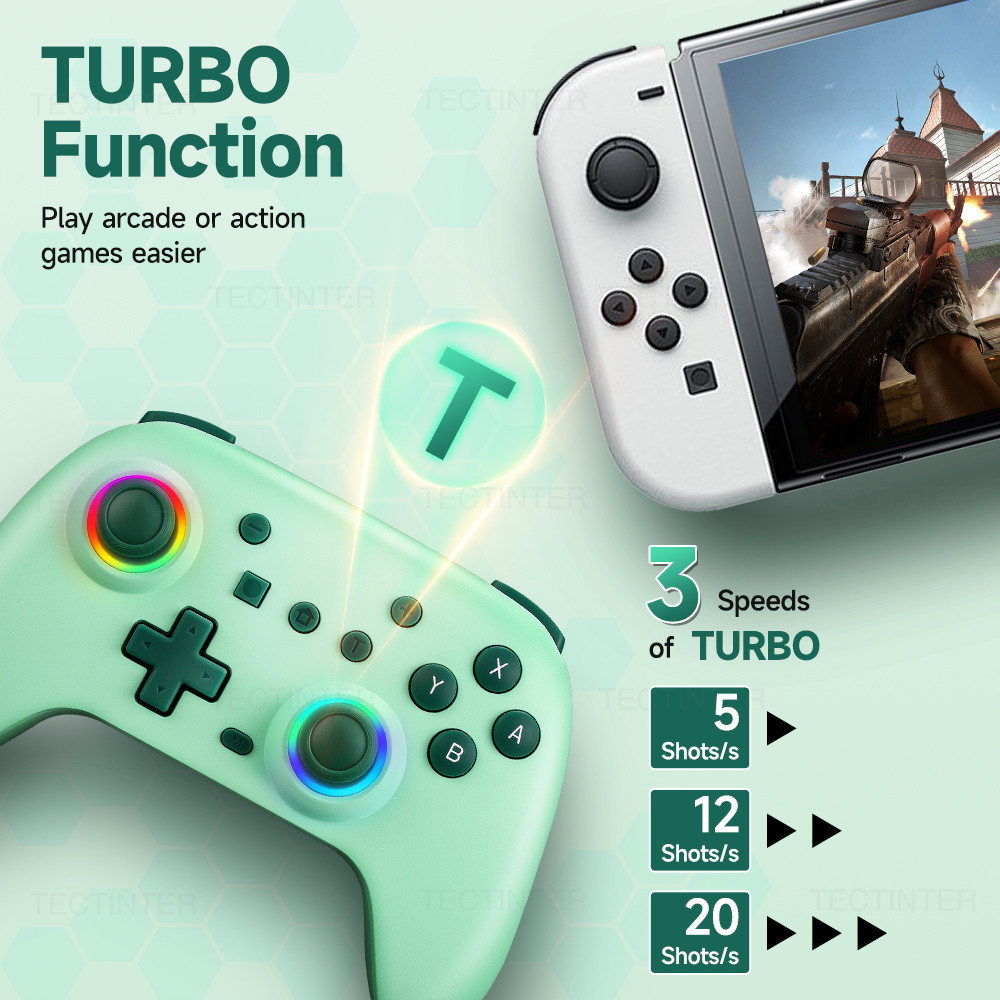 RGB Wireless Bluetooth Compatible Controller for Nintendo Switch/ OLED ...