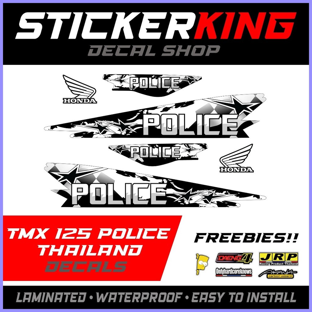 ♕ ๑ TMX 125 ALPHA POLICE DECALS WITH FREEBIES STICKERS LAMINATED ...