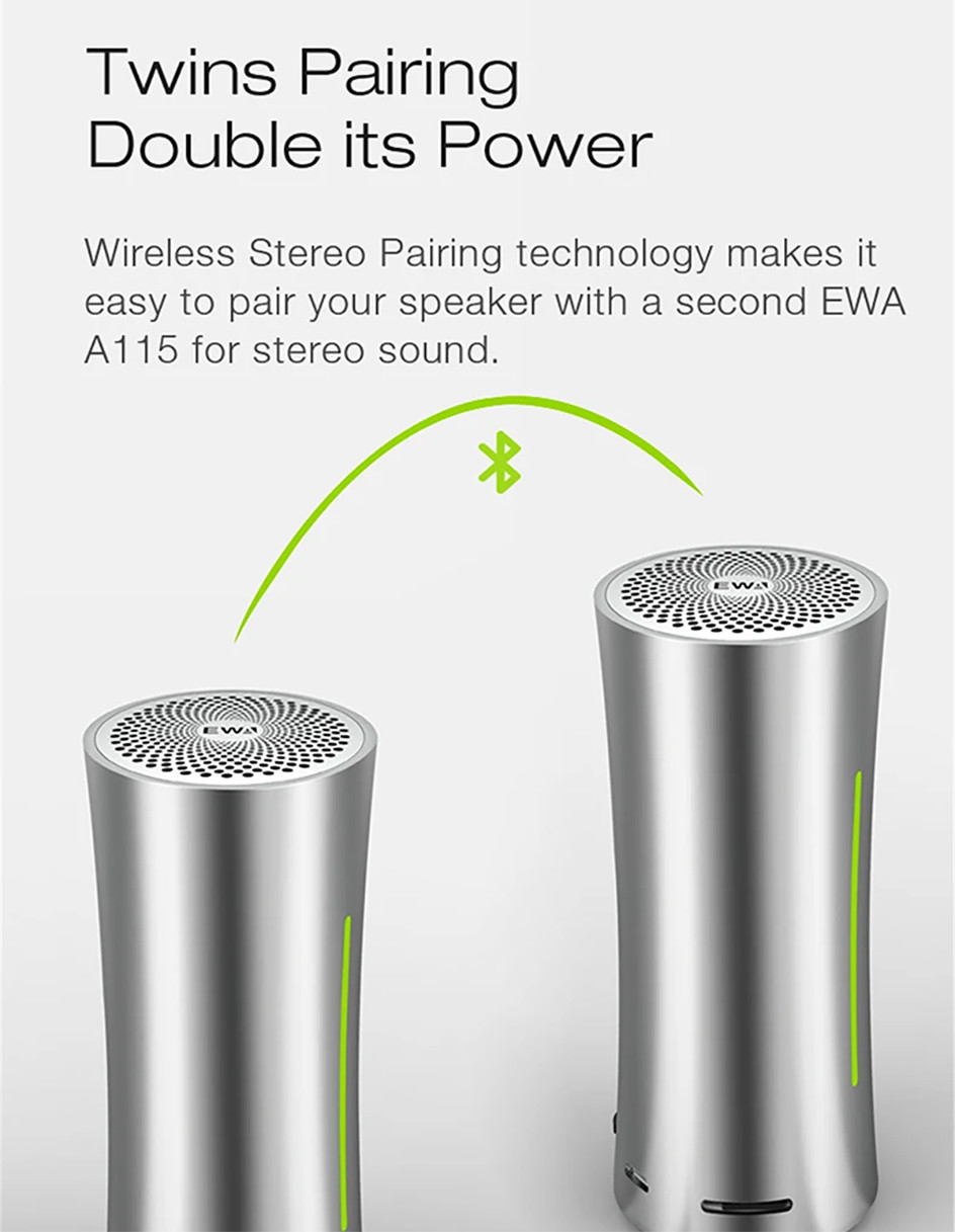 EWA Portable Wireless Bluetooth 5.0 Speaker Outdoor Sport HIFI TWS Speakers 6000mAh Stereo Bass ...