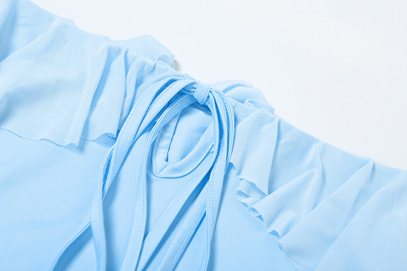 Ladies' temperament, one shoulder sexy backless ruffle edge solid color ...