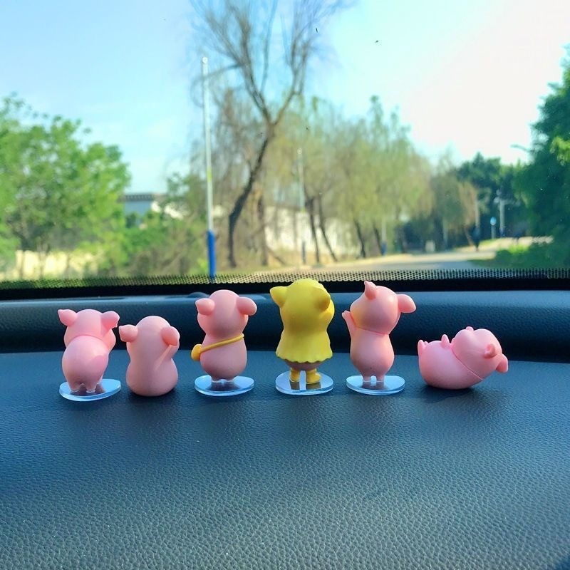 6Pcs/set Night Luminous Piggy Car Decoration Cute Pig Dolls Auto ...