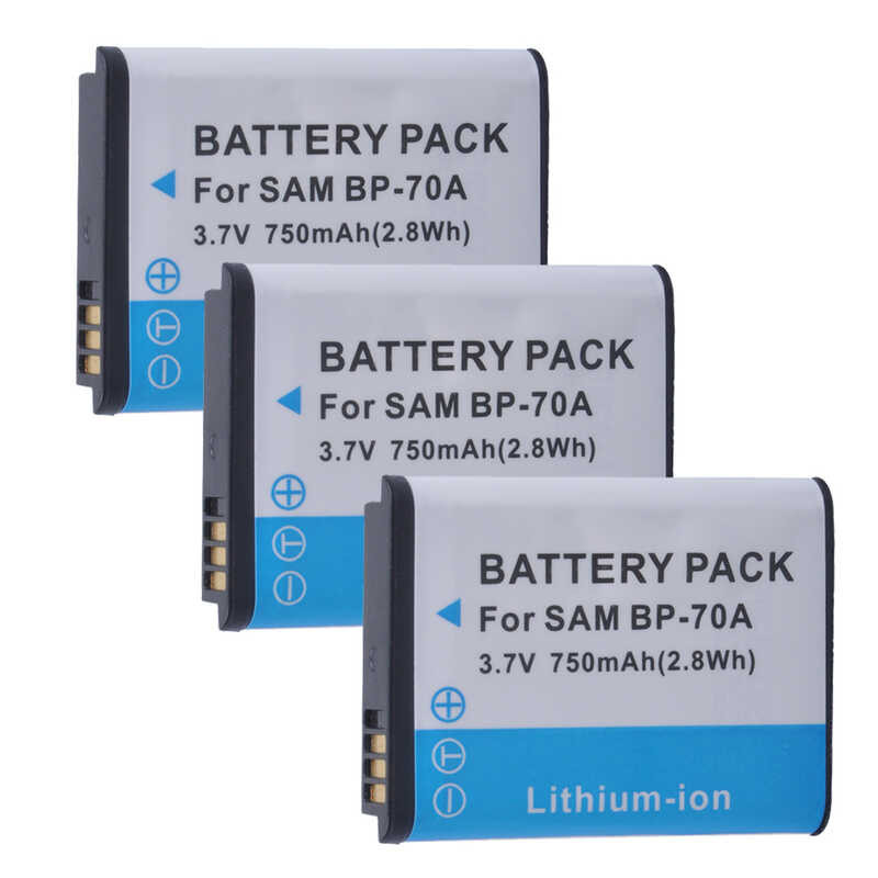 & 3Pcs 750Mah Bp-70A Bp70a Li-Ion Batteries For Samsung St66 St700 St88 ...