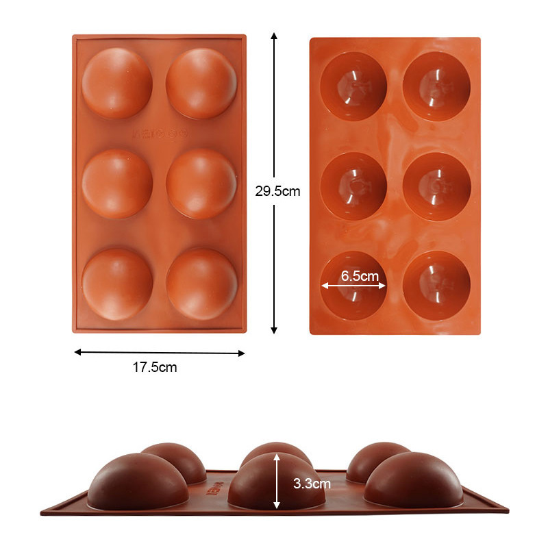 3D Ball Round Half Sphere Silicone Mold for DIY Baking Pudding Mousse ...