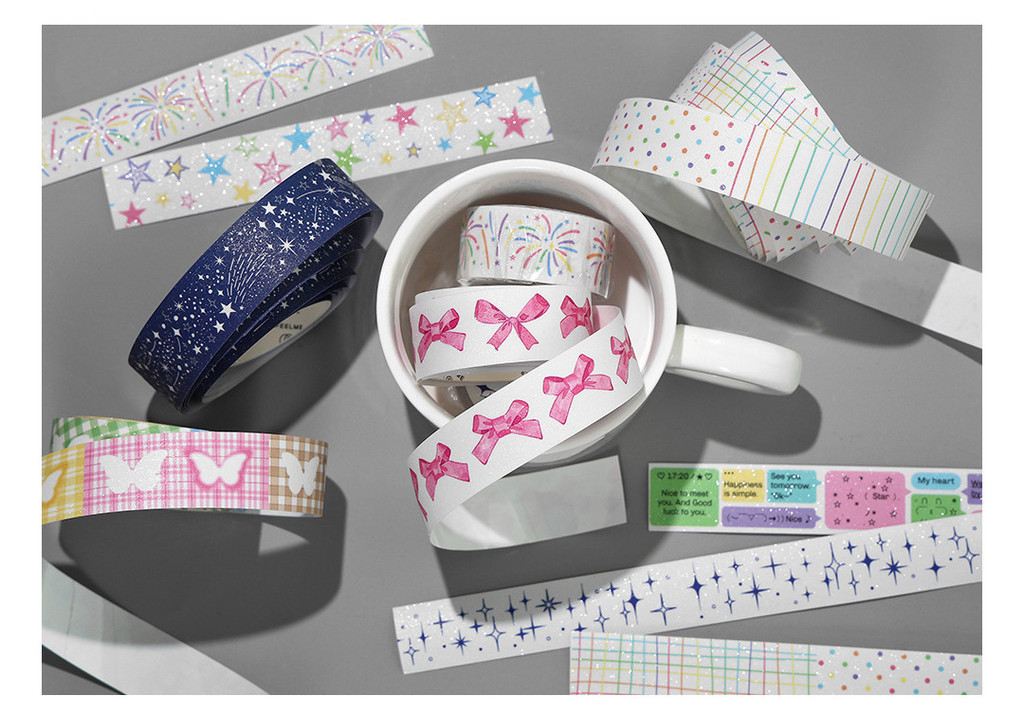 DIY Glitter Washi Tape Set Colored Masking Tape Cute Symbol Butterfly ...