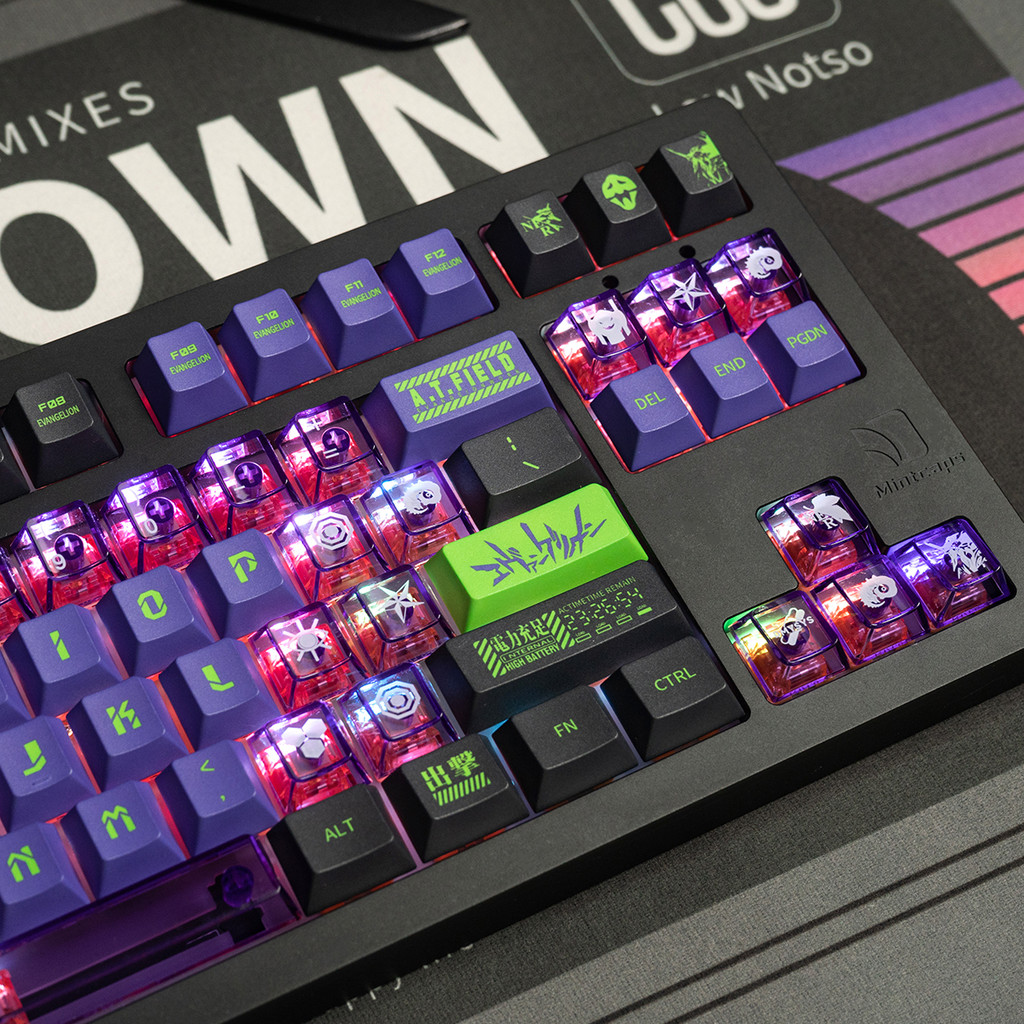EVA-01 PBT+PC keycaps EVANGELION Purple Shine through keycaps set for ...