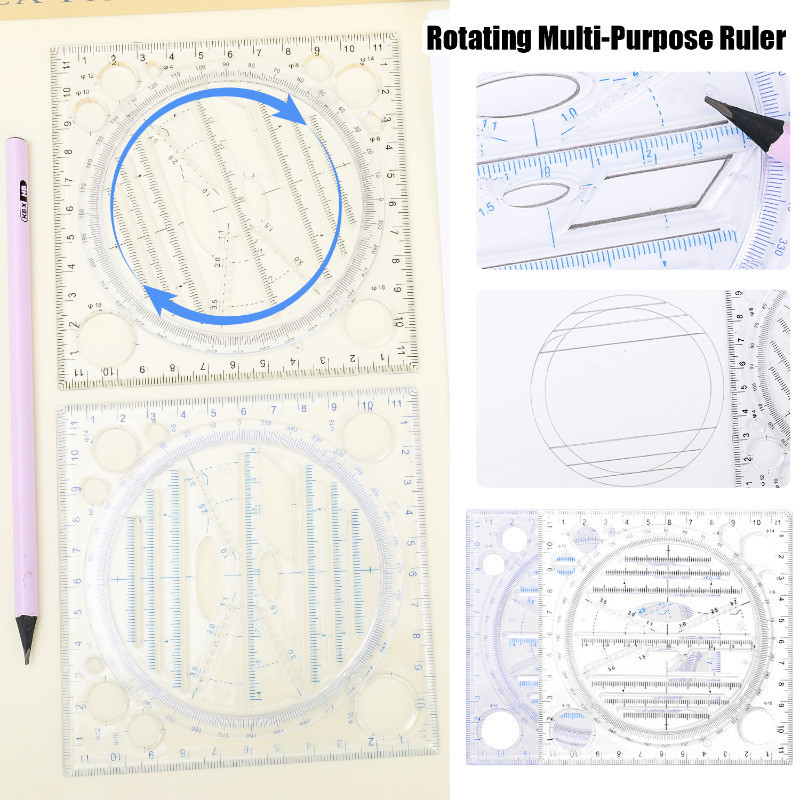 Multifunction Rotatable Ruler - DIY Art Design Tools - School Office ...